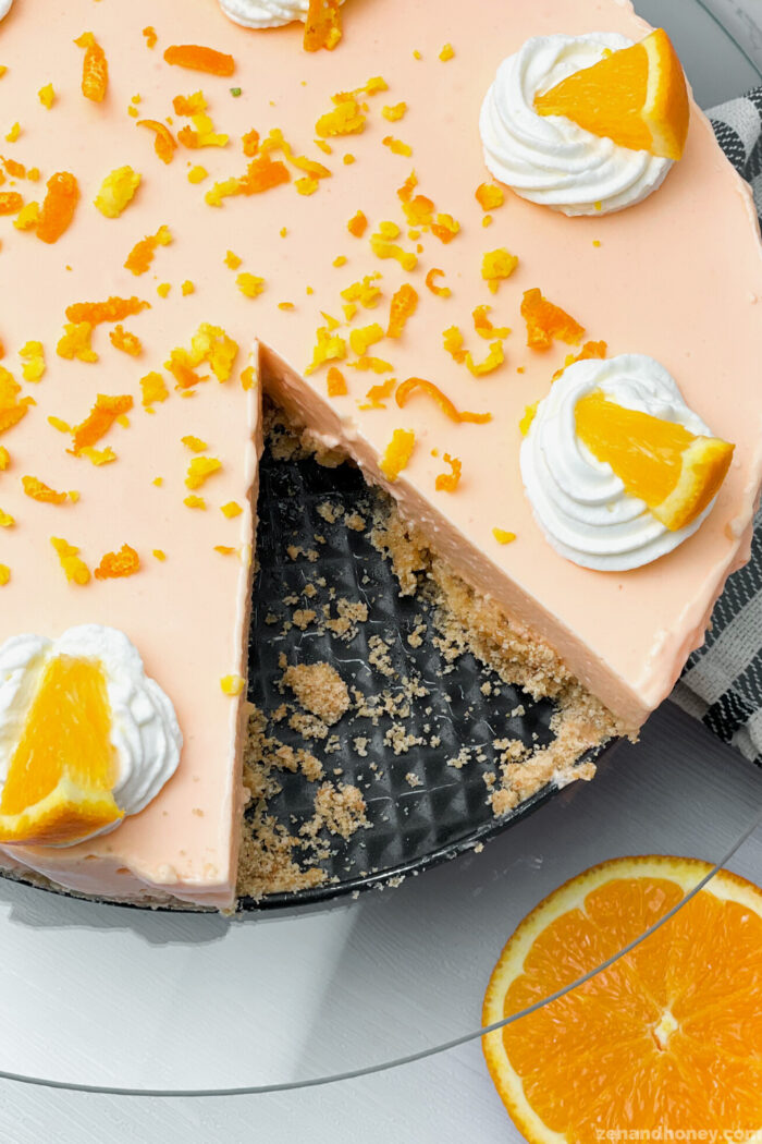 No-Bake Silky Orange Creamsicle Pie - ZEN AND HONEY