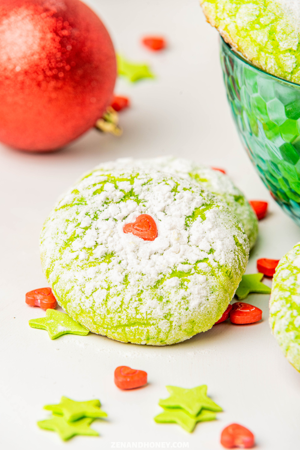 Grinch Crinkle Cookies - ZEN AND HONEY