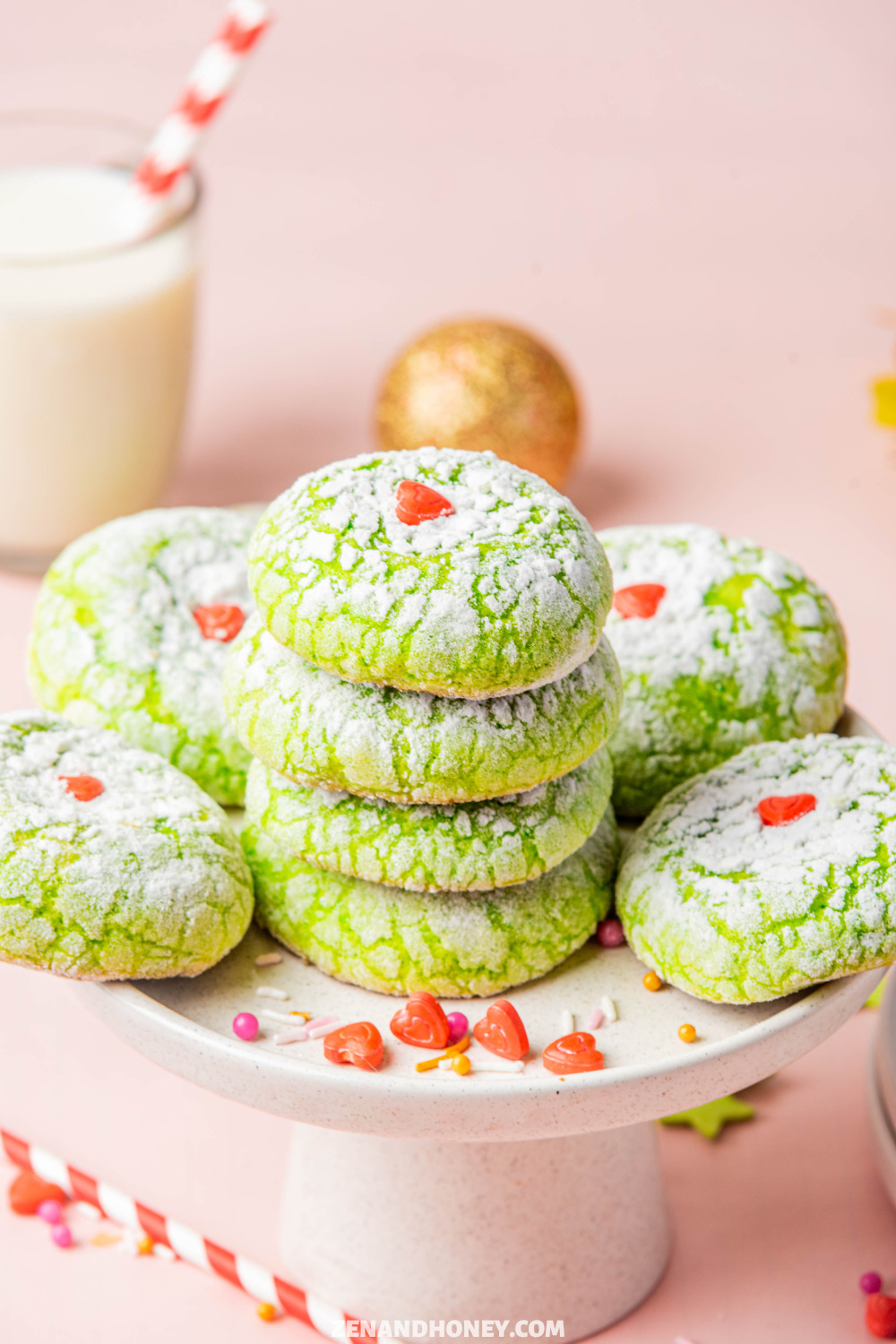 Grinch Crinkle Cookies - ZEN AND HONEY
