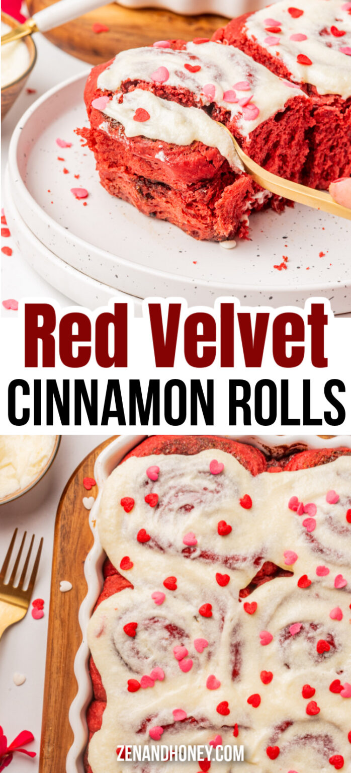 Red Velvet Cinnamon Rolls - ZEN AND HONEY