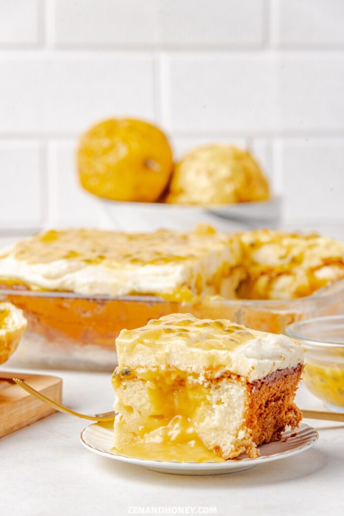 Passion Fruit Poke Cake - ZEN AND HONEY